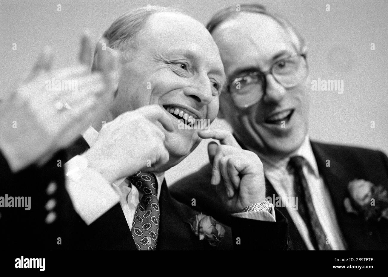 Neil Kinnock, leader of Labour Party (left), with Donald Dewar of ...