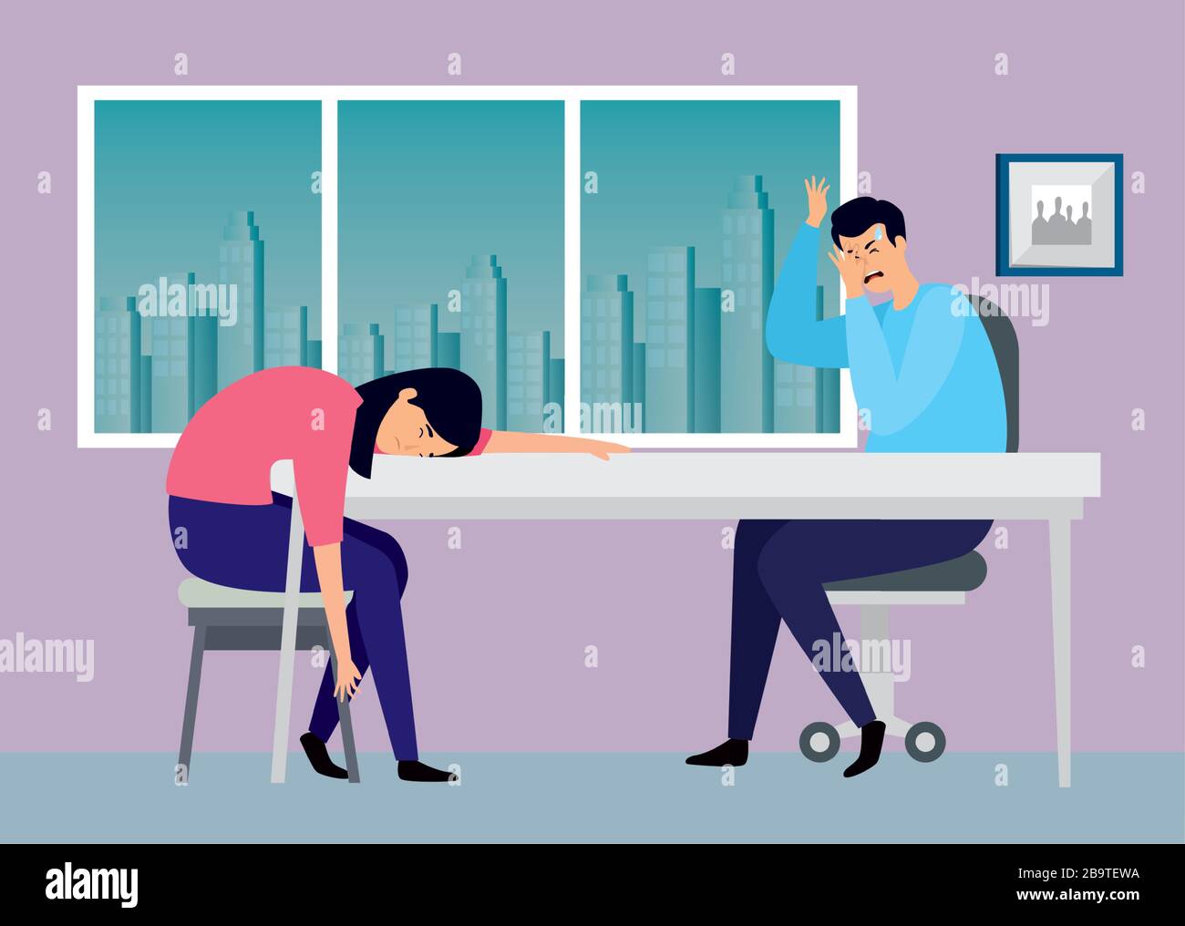couple with stress attack in worksite Stock Vector Image & Art - Alamy
