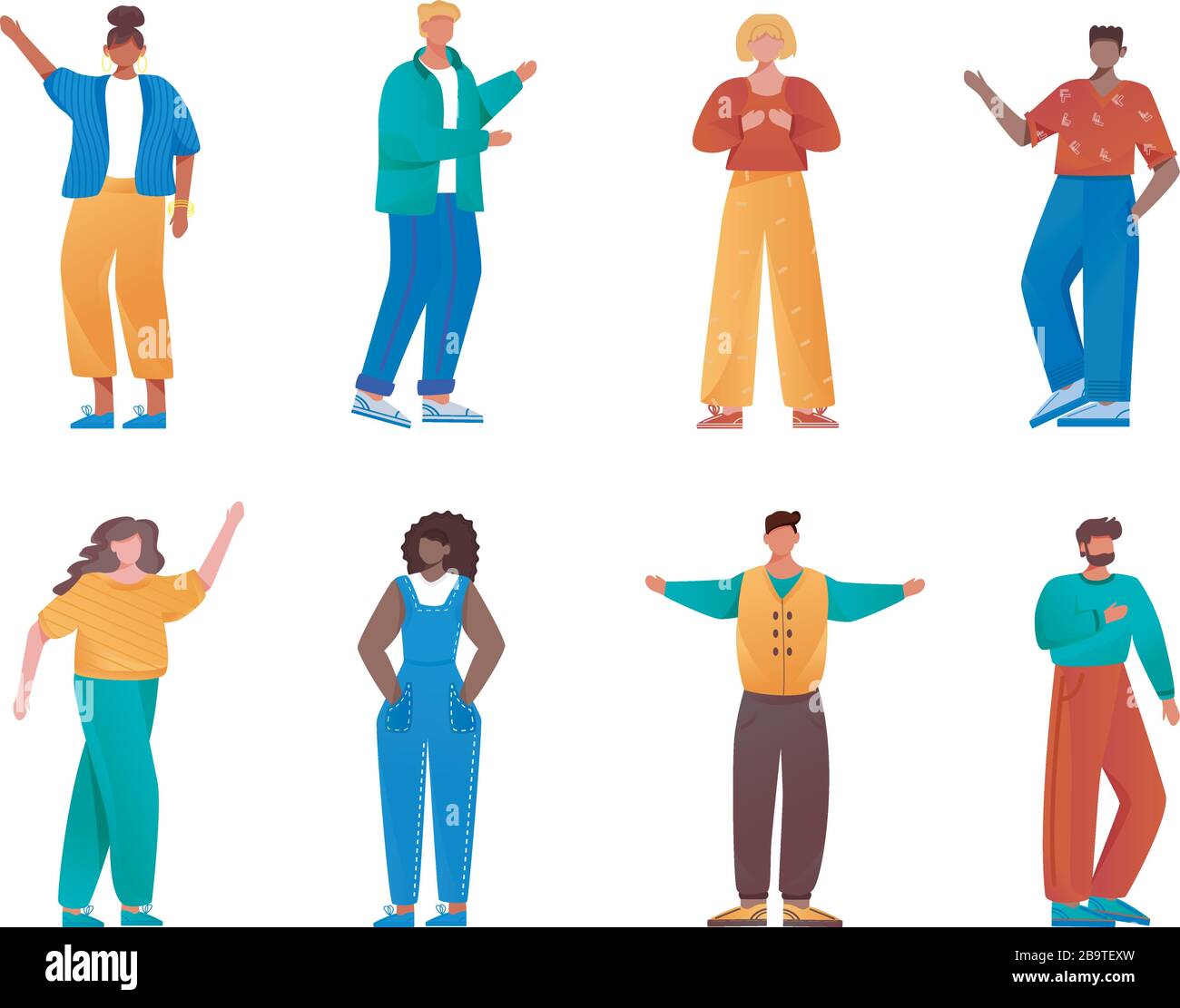 Multicultural people flat vector illustrations set Stock Vector Image ...