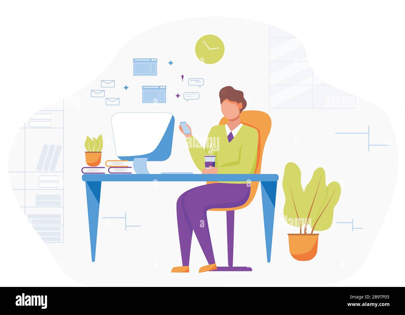 Office worker flat vector illustration Stock Vector Image & Art - Alamy
