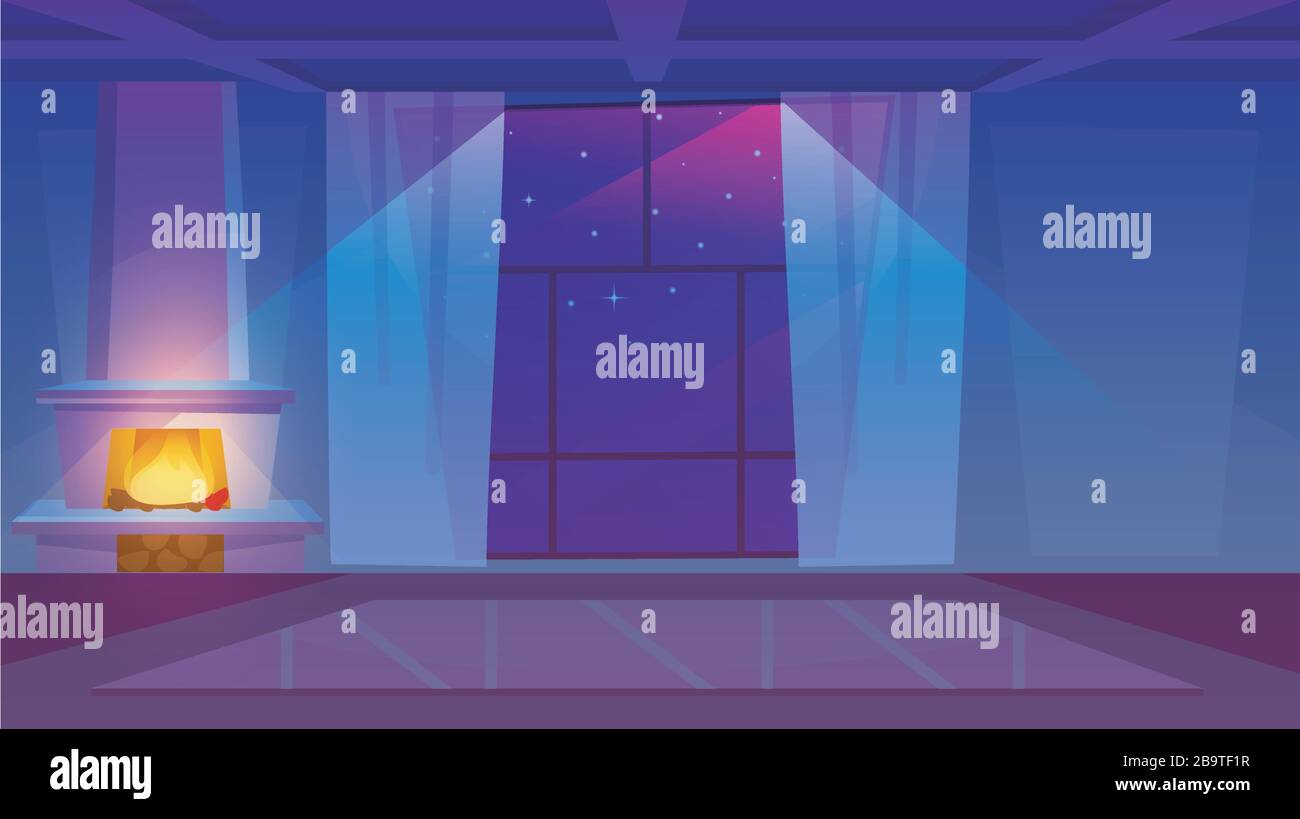 Fireplace in empty room flat vector illustration Stock Vector Image ...