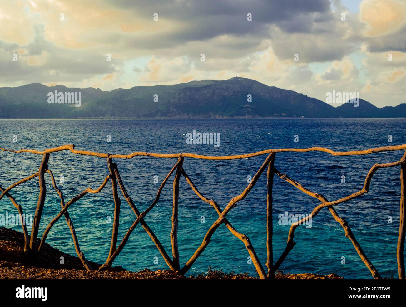 Wooden fence on the ocean shore Stock Photo - Alamy