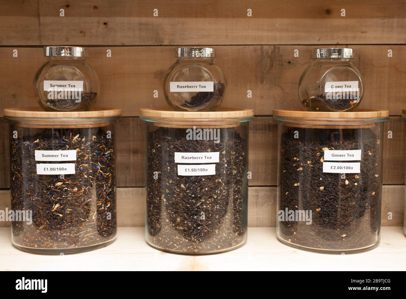 Teas leaves on sale at a UK zero waste store Stock Photo - Alamy