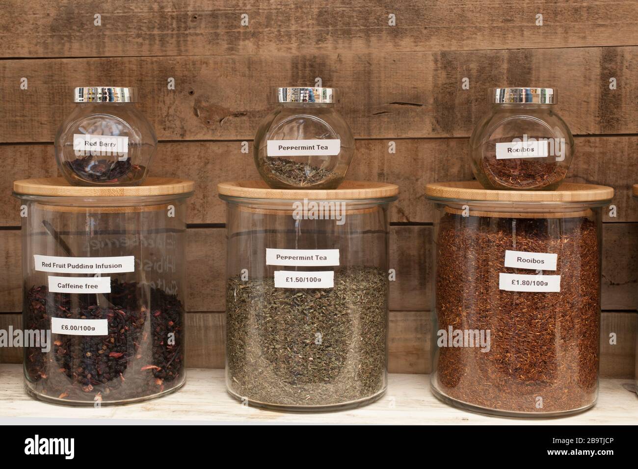 Tea leaves on sale at a UK zero waste store Stock Photo - Alamy