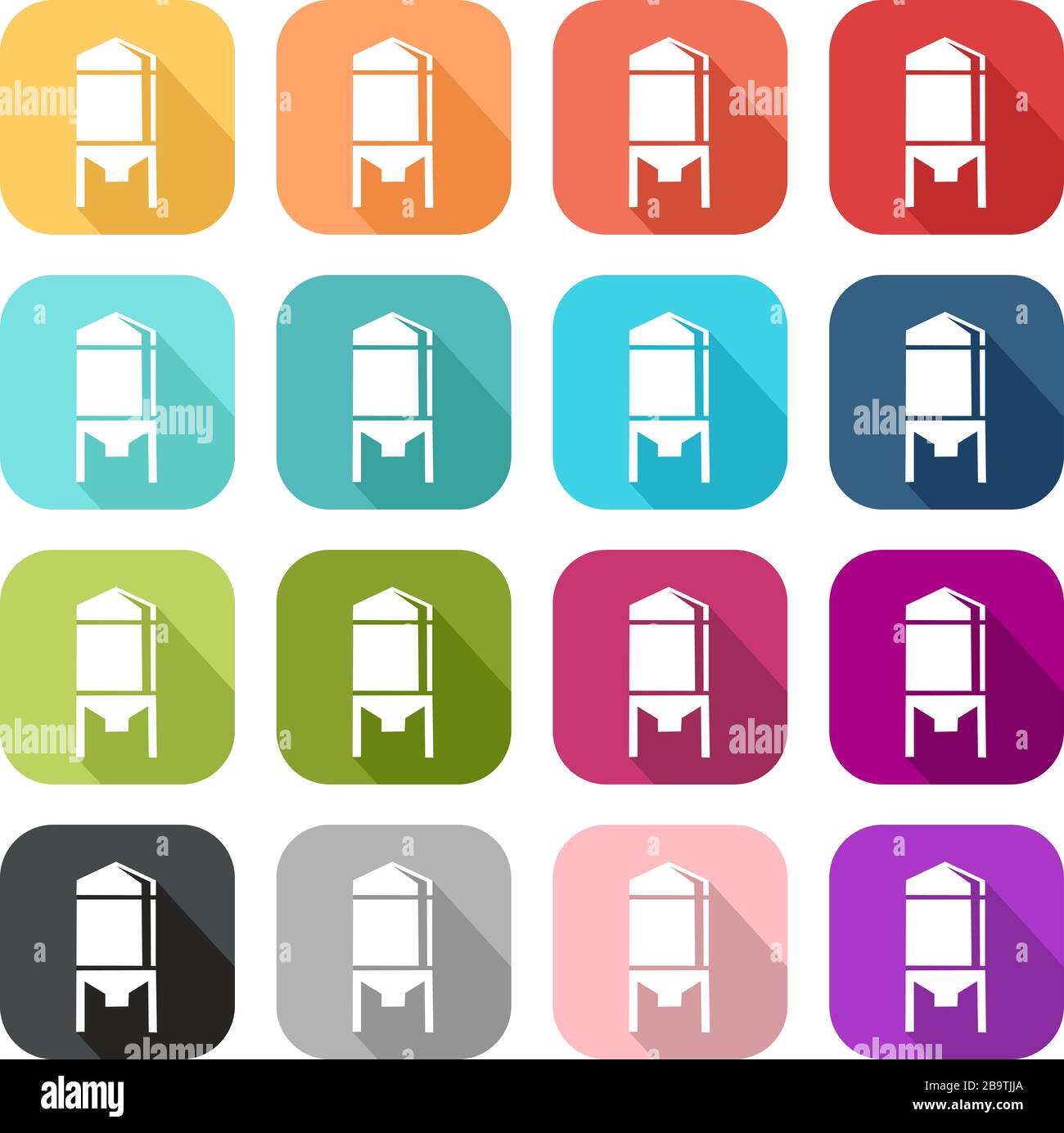 Coloured icons of grain silos for agricultur Stock Photo - Alamy