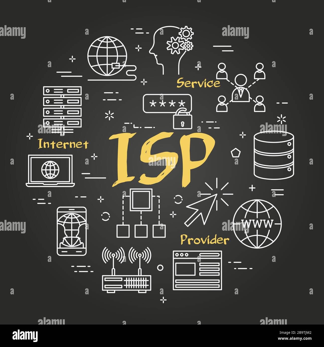 Vector black linear Internet Service Provider Concept Stock Vector ...