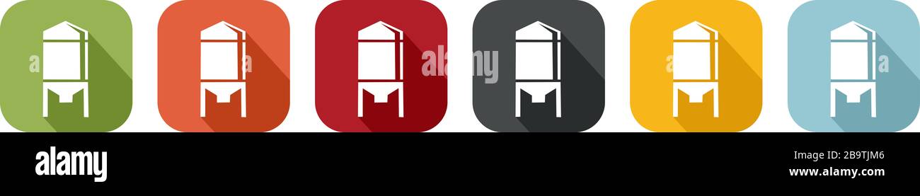 Coloured icons of grain silos for agricultur Stock Photo - Alamy
