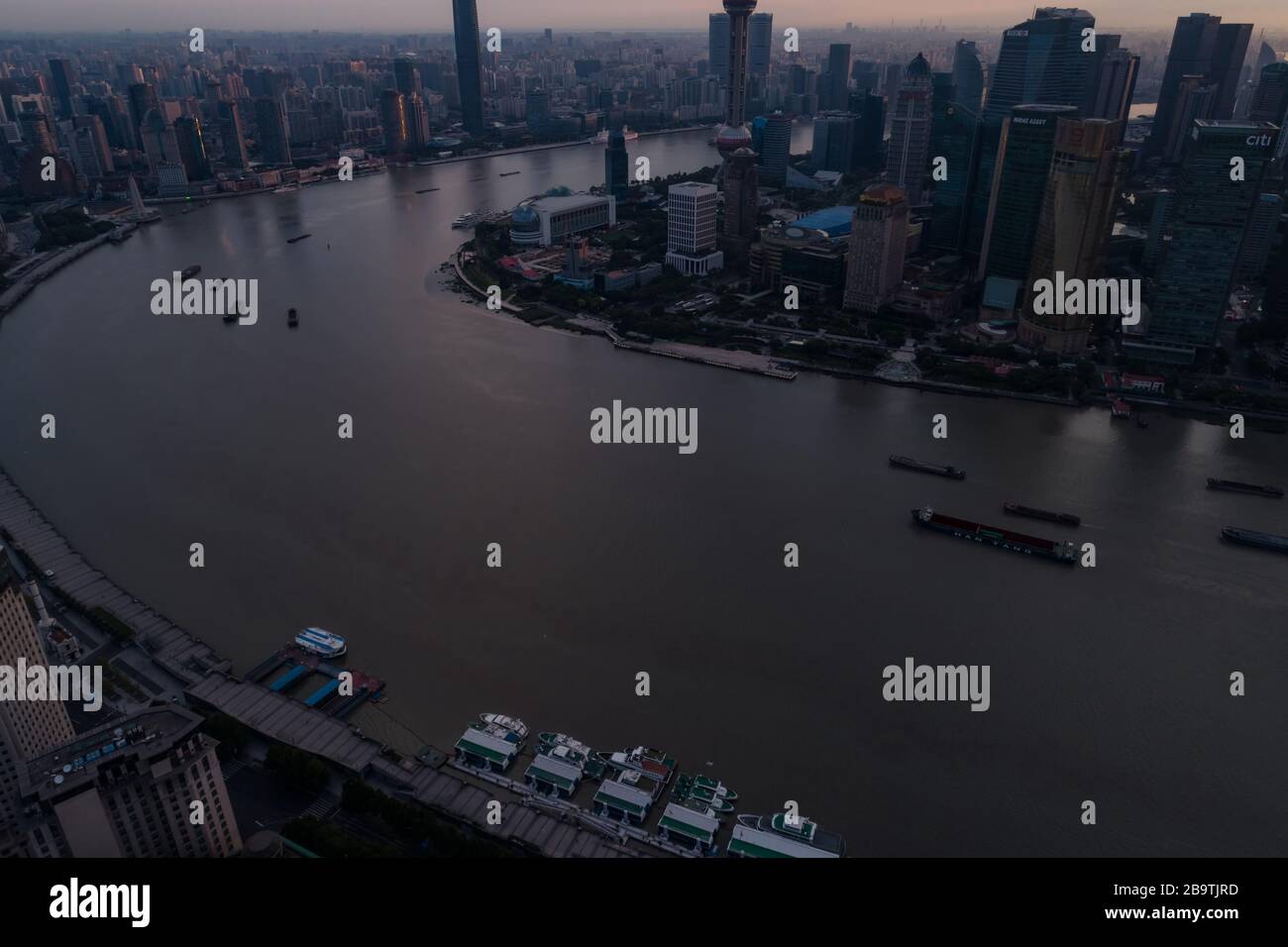 aerial view of Lujiazui, Shanghai city, at dawn Stock Photo - Alamy