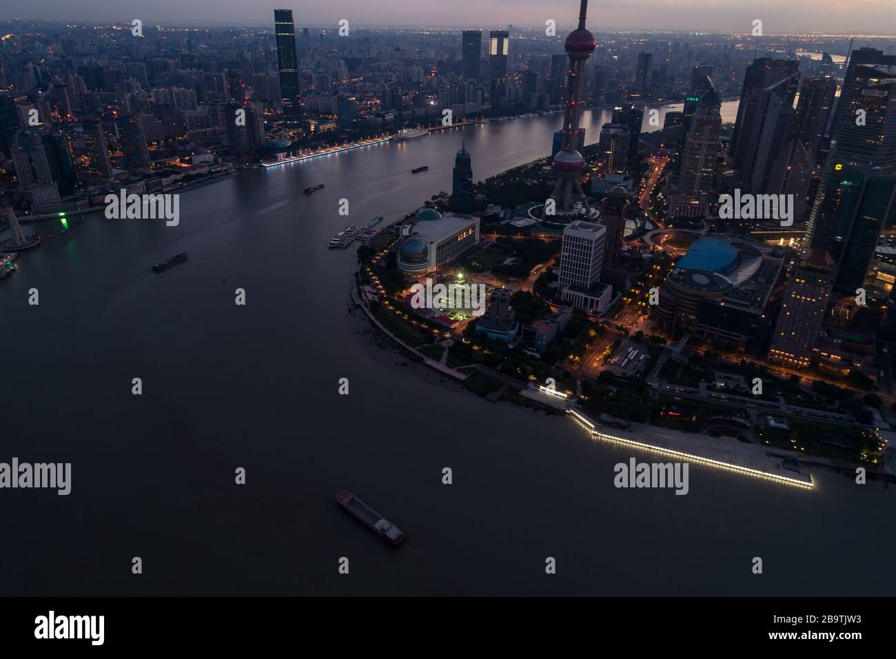 aerial view of Lujiazui, Shanghai city, at dawn Stock Photo - Alamy