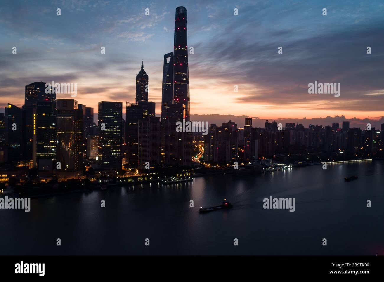 aerial view of Lujiazui, Shanghai city, at dawn Stock Photo - Alamy