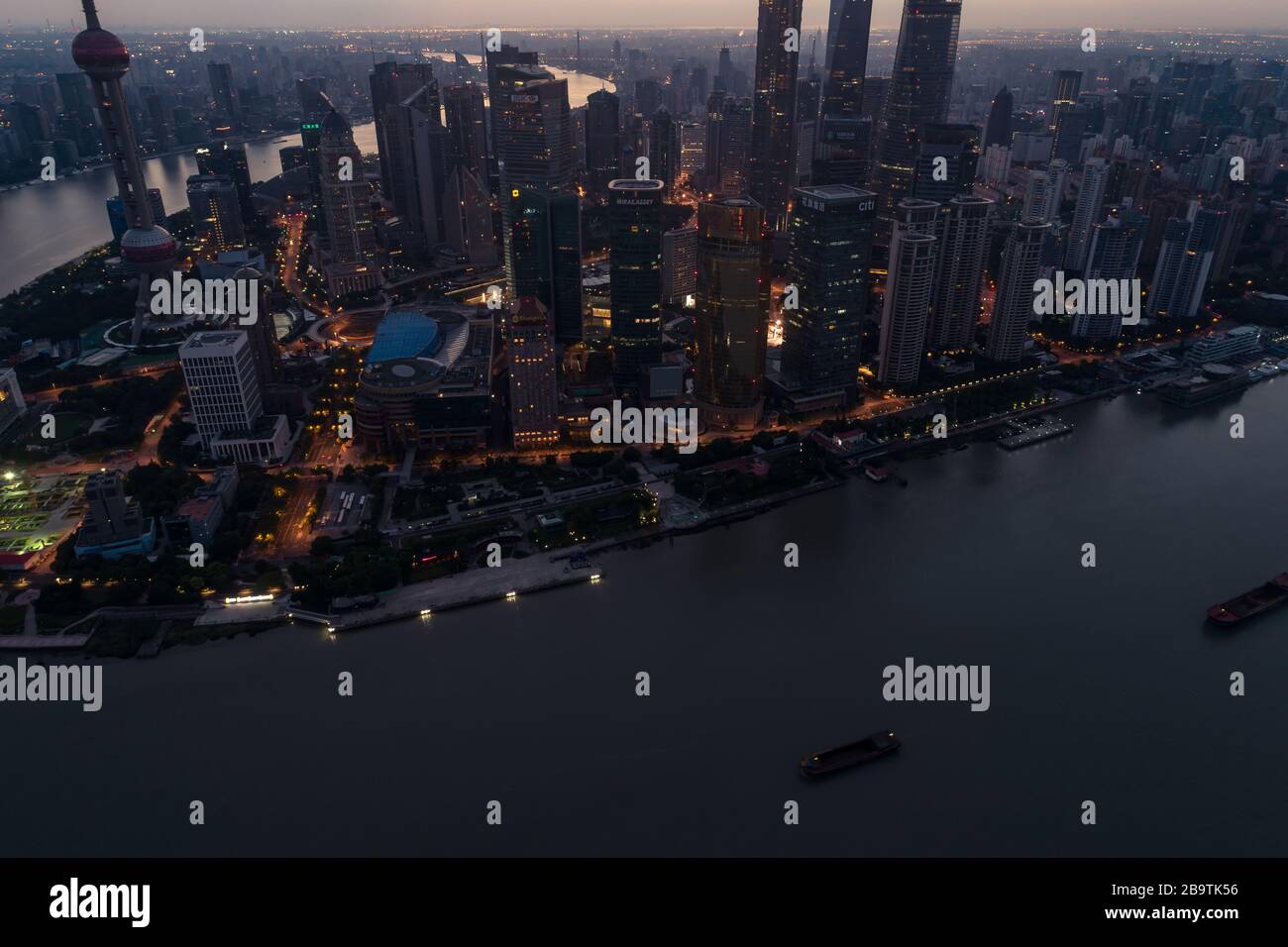 aerial view of Lujiazui, Shanghai city, at dawn Stock Photo - Alamy
