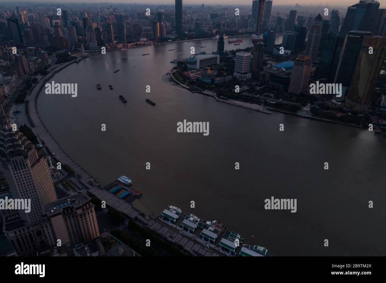 aerial view of Lujiazui, Shanghai city, at dawn Stock Photo - Alamy