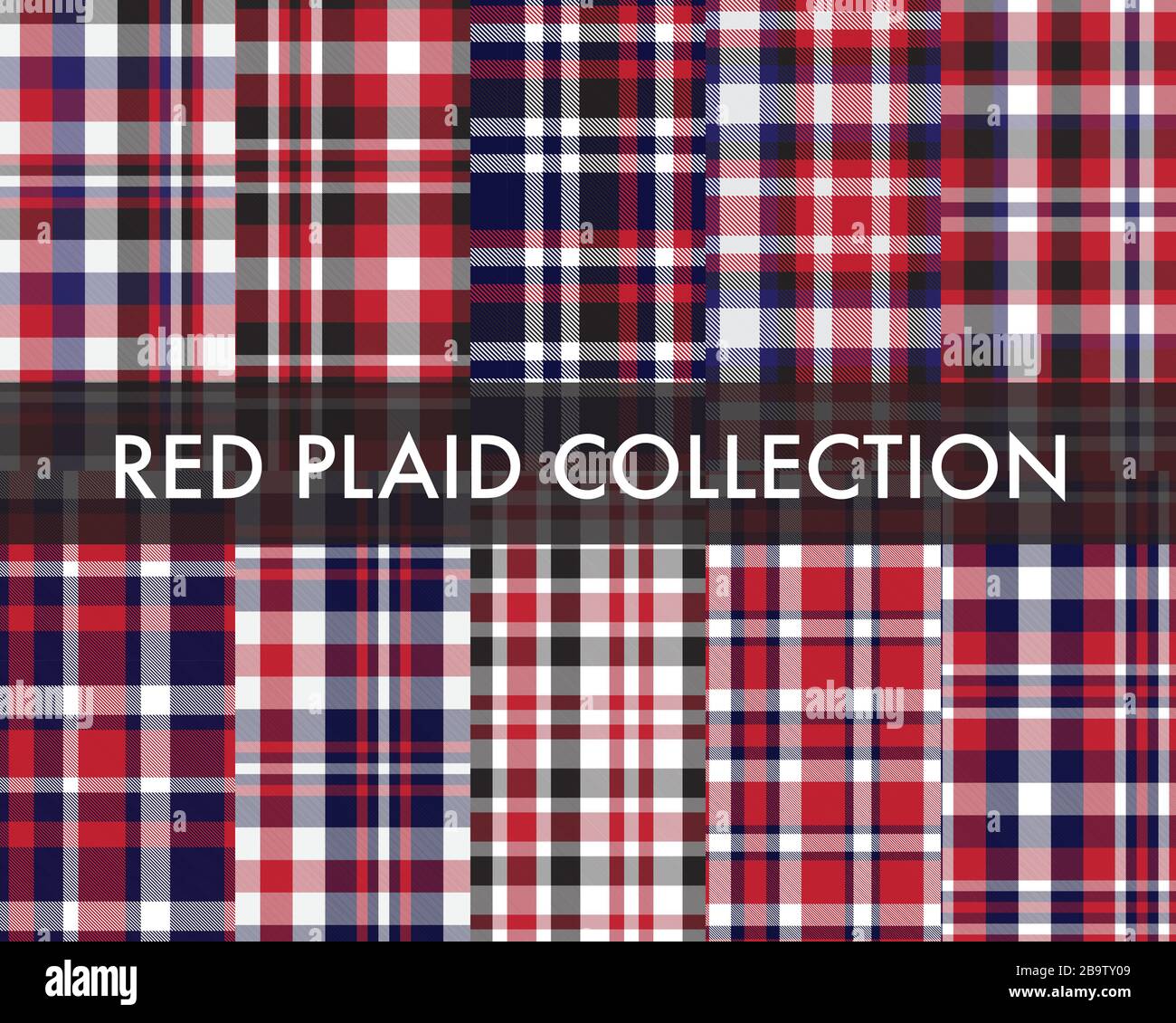 Red Plaid, checkered, tartan seamless pattern collection suitable for ...