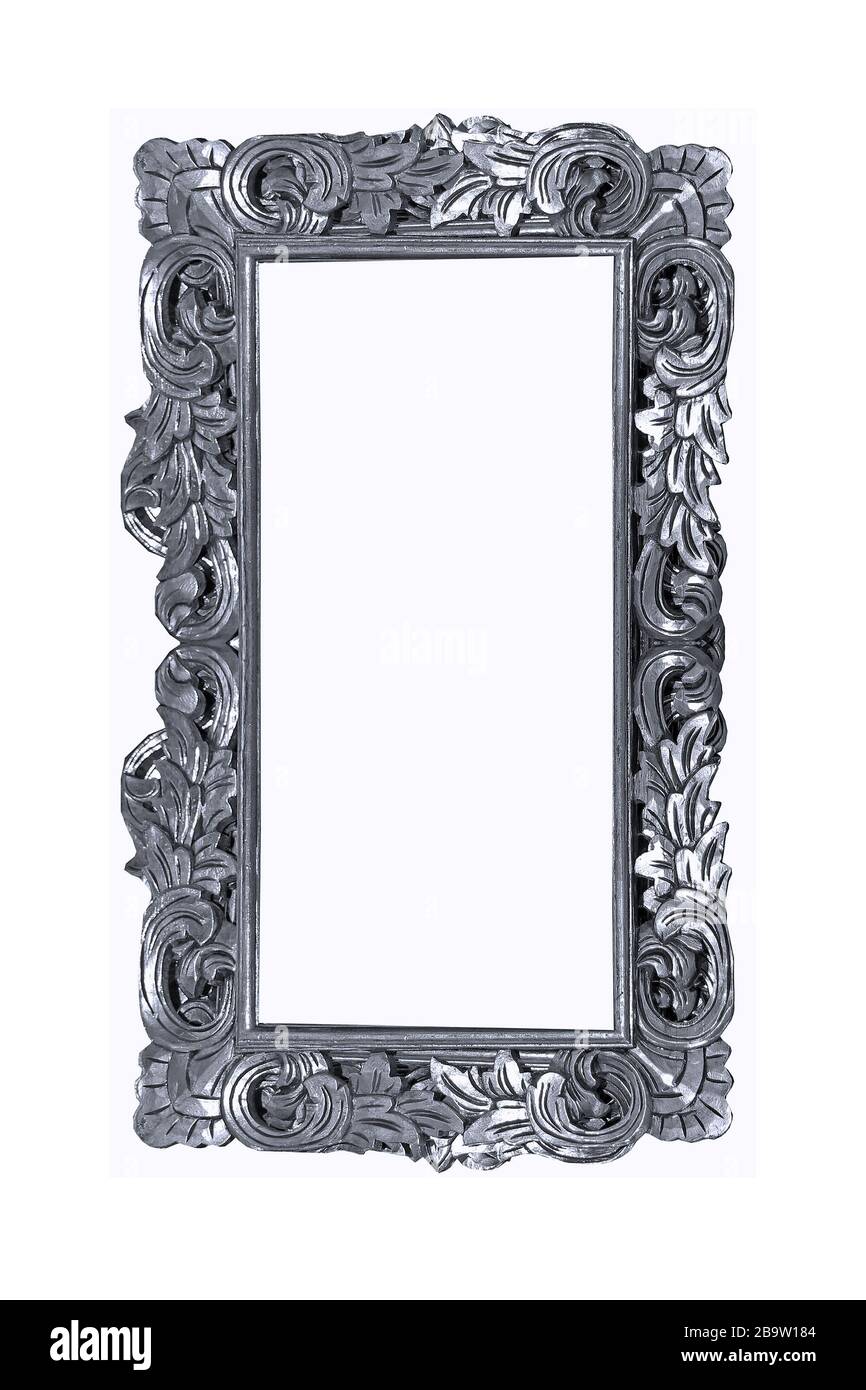 Silver metal frame isolated on white background Stock Photo - Alamy