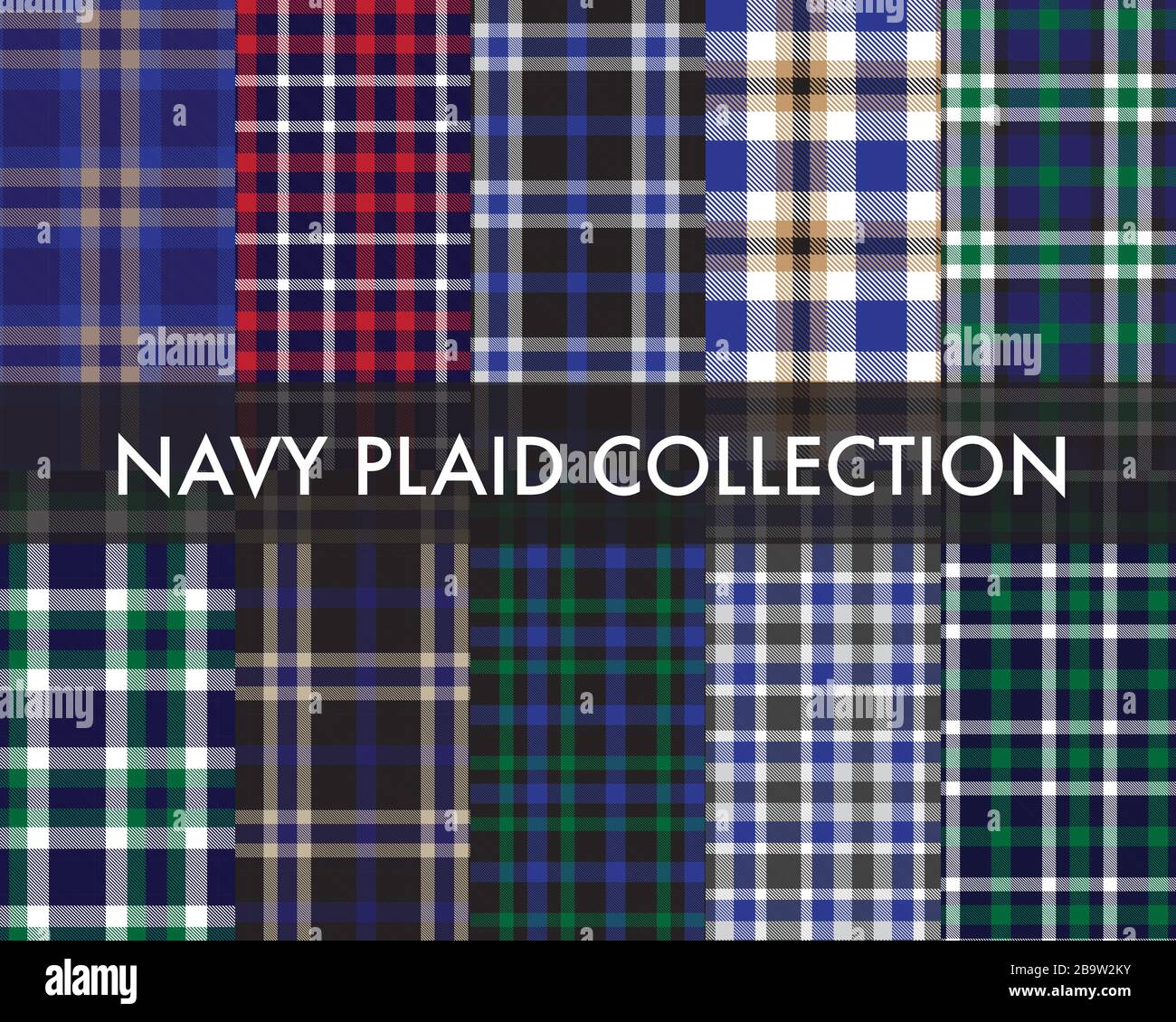 Navy Plaid, checkered, tartan seamless pattern suitable for fashion ...