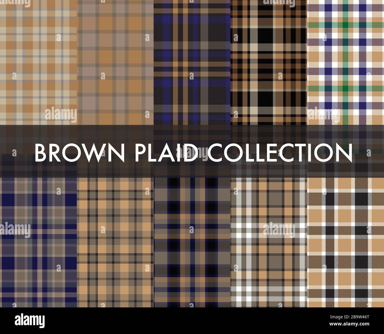 Brown taupe plaid, checkered, tartan seamless pattern collection ...