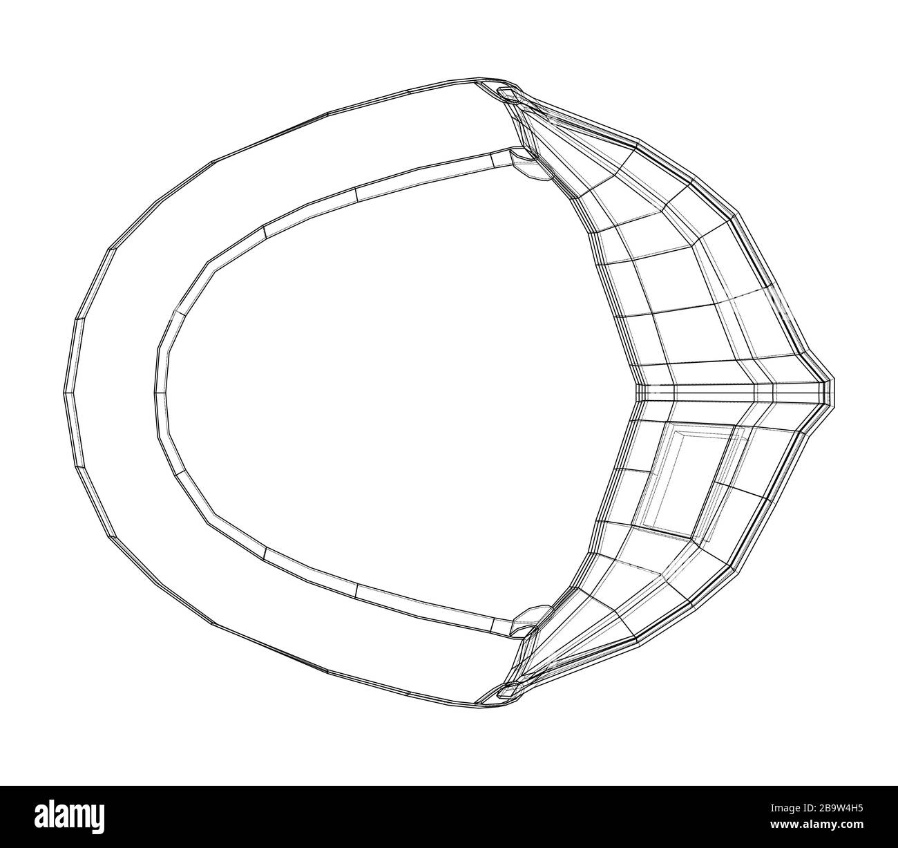 Medical surgical mask. Blueprint style. Vector rendering from 3D model ...