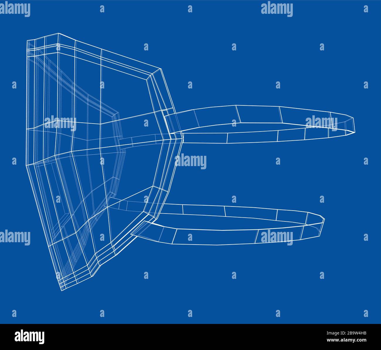 Medical surgical mask. Blueprint style. Vector rendering from 3D model ...