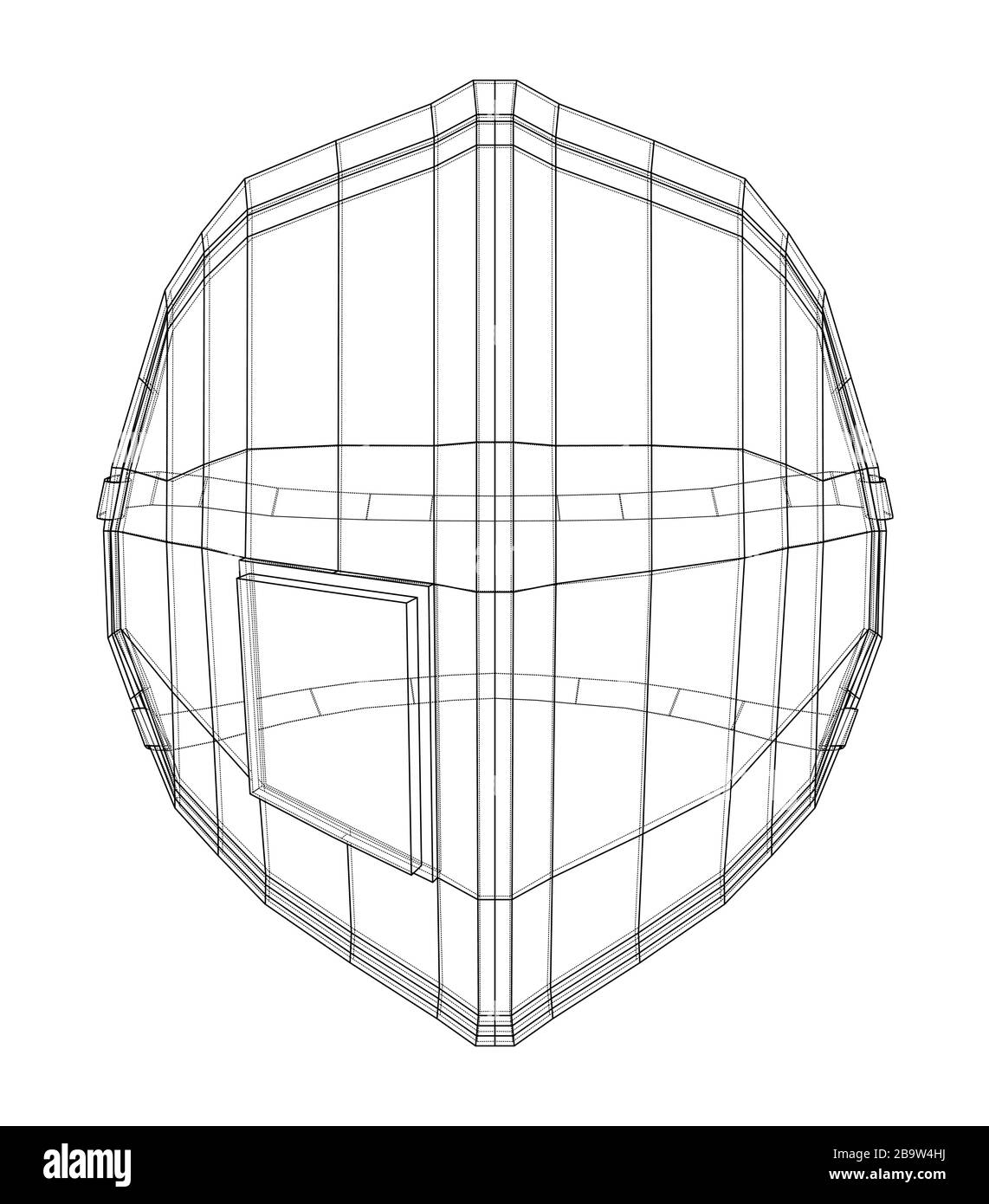 Medical surgical mask. Blueprint style. Vector rendering from 3D model ...
