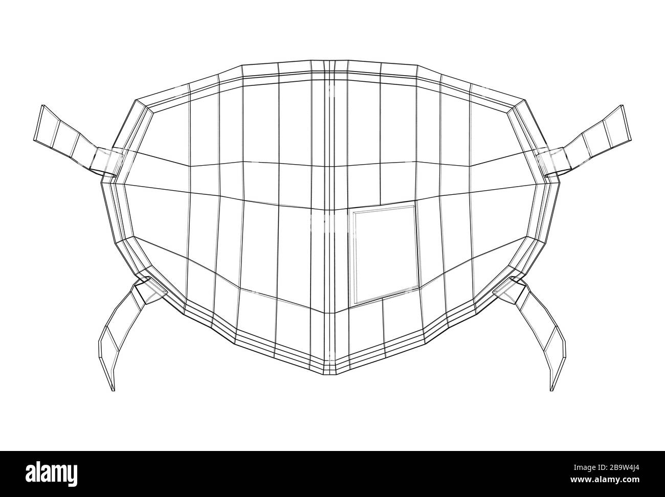 Medical surgical mask. Blueprint style. Vector rendering from 3D model ...