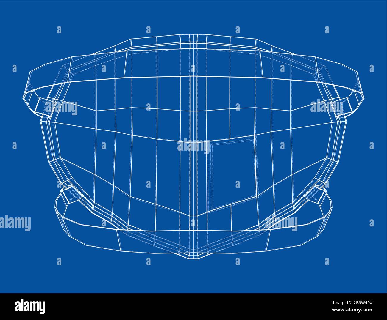 Medical surgical mask. Blueprint style. Vector rendering from 3D model ...