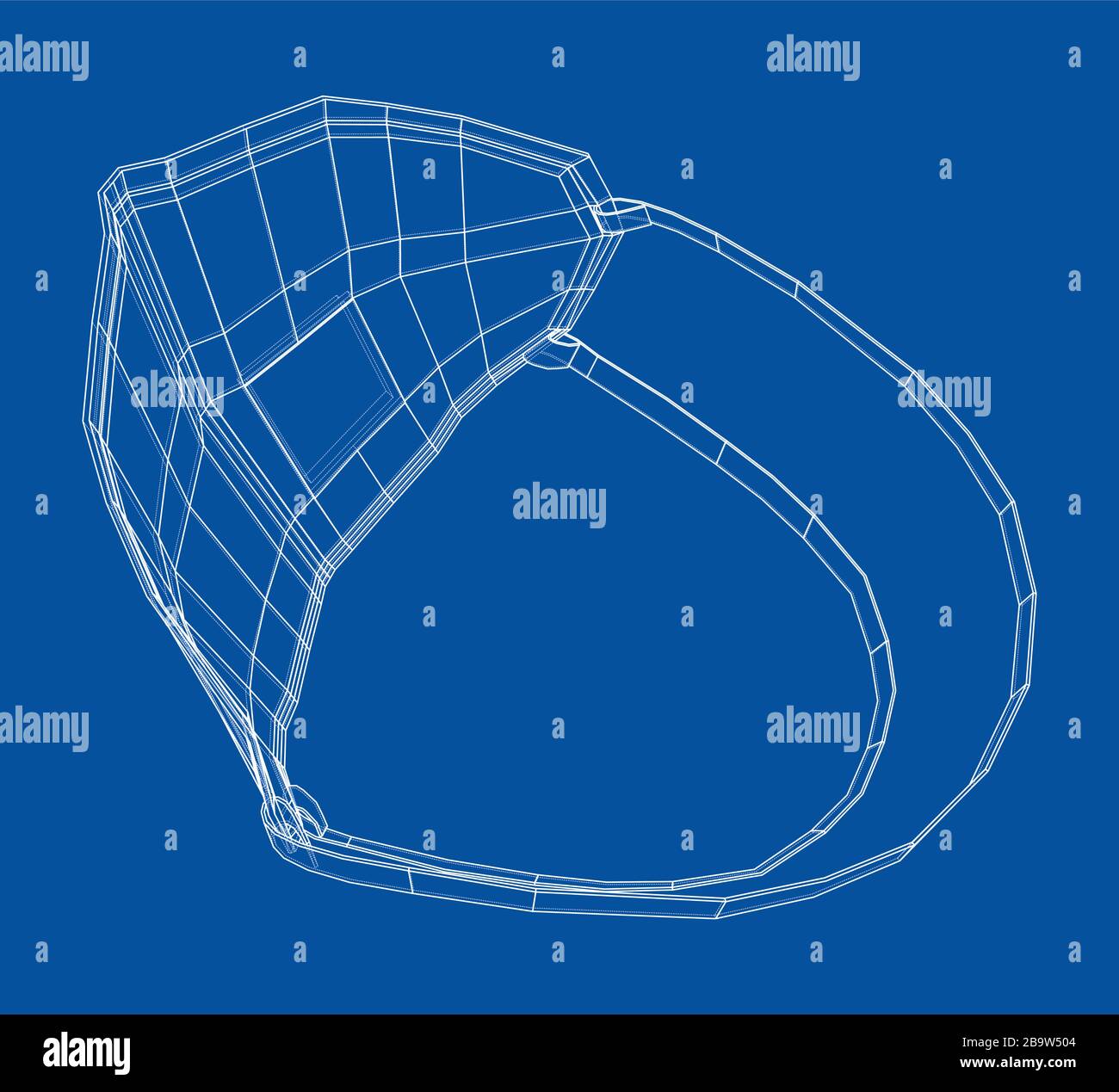 Medical surgical mask. Blueprint style. Vector rendering from 3D model ...