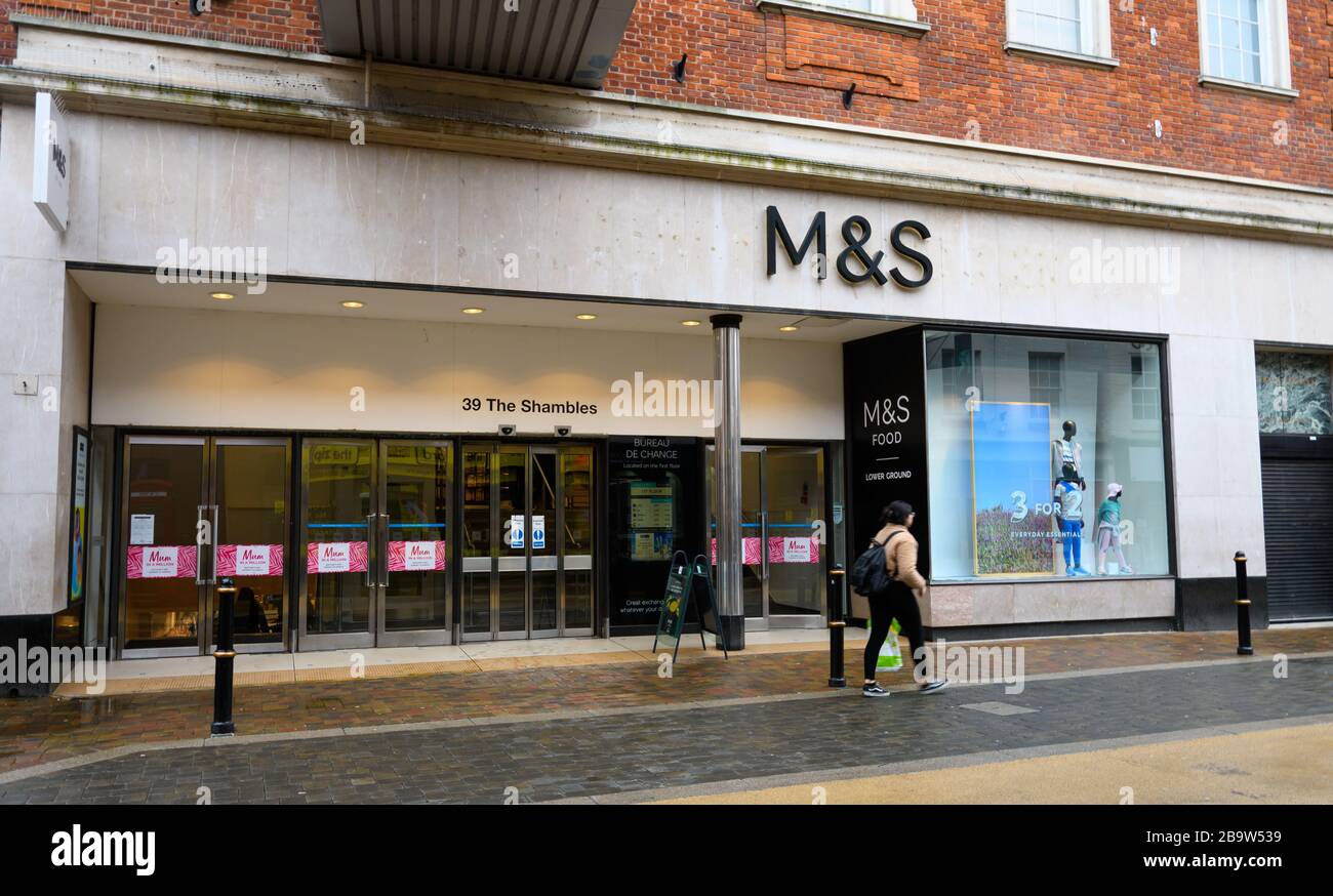 Worcester, United Kingdom - March 15 2020: The frontage of Marks and ...