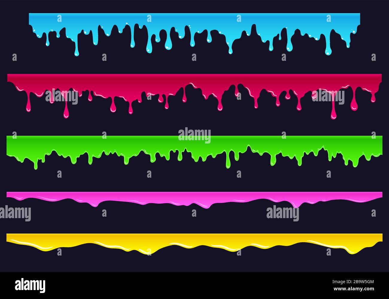 Cartoon flowing down paint, slime, sludge. Hand drawn elements for the ...