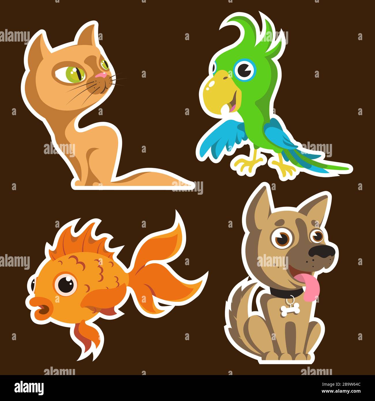 Pets, cute and simple illustrations for kids, vector set Stock Vector ...