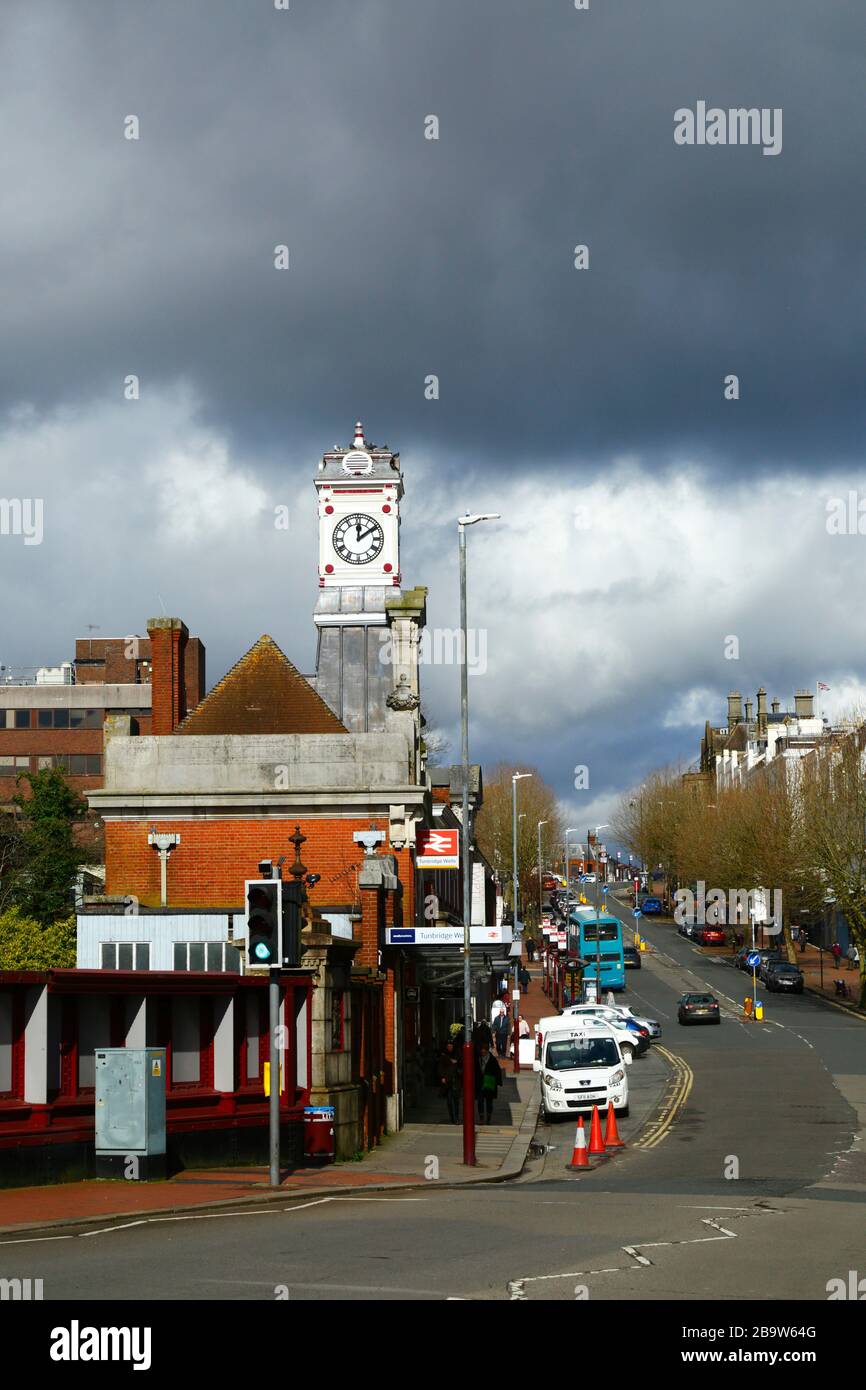 Train station (left) and view looking up Mount Pleasant Road, Royal ...