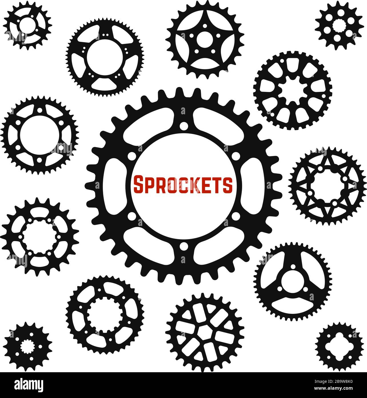 Vector set of silhouettes of the gear wheels and sprockets Stock Vector ...