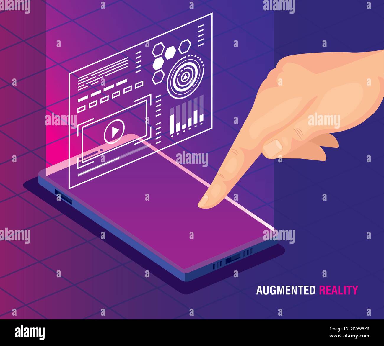 hand using smartphone of reality augmented Stock Vector Image & Art - Alamy