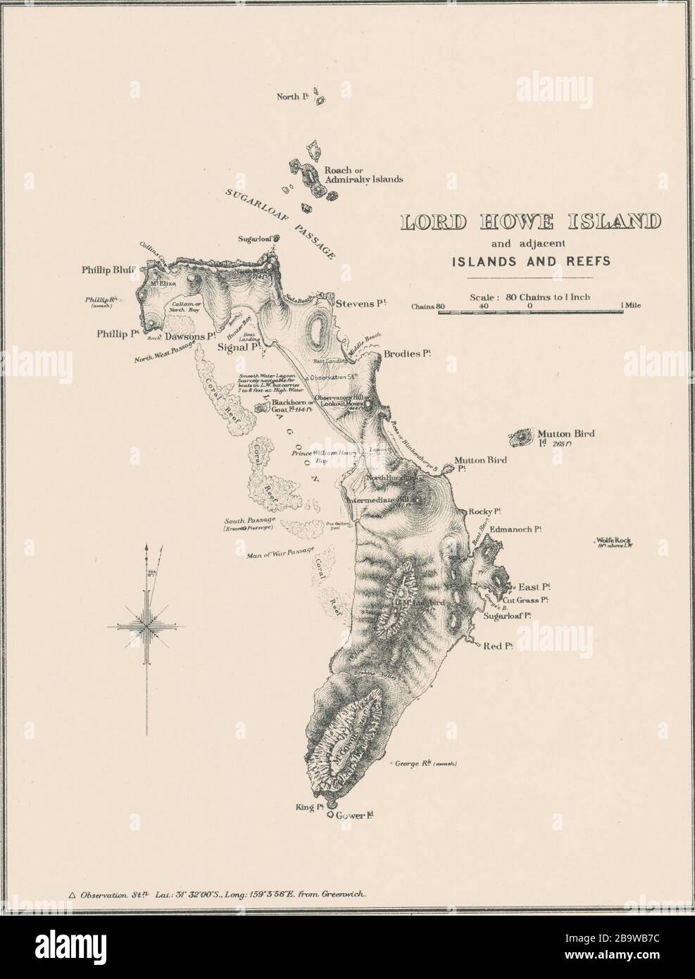 Lord howe island map hi-res stock photography and images - Alamy