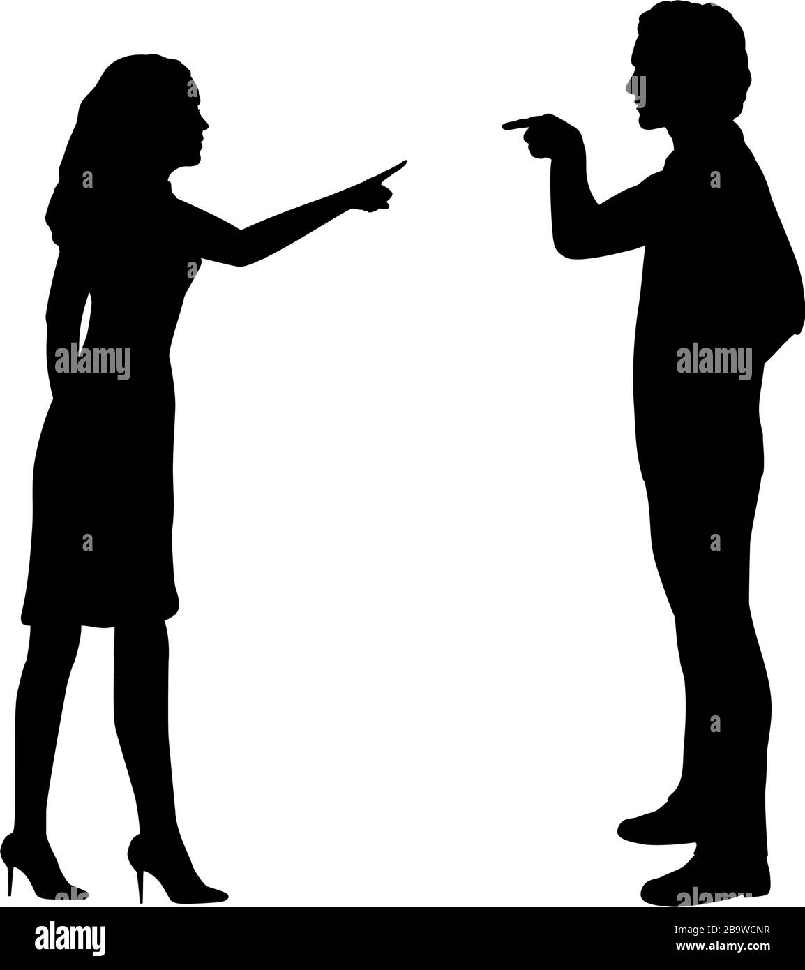 Silhouette man and woman blame each other Stock Vector Image & Art - Alamy