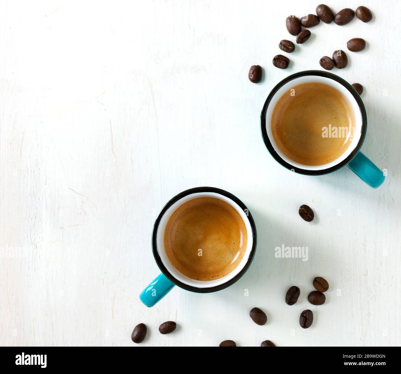 Cups of coffee. Top view Stock Photo - Alamy