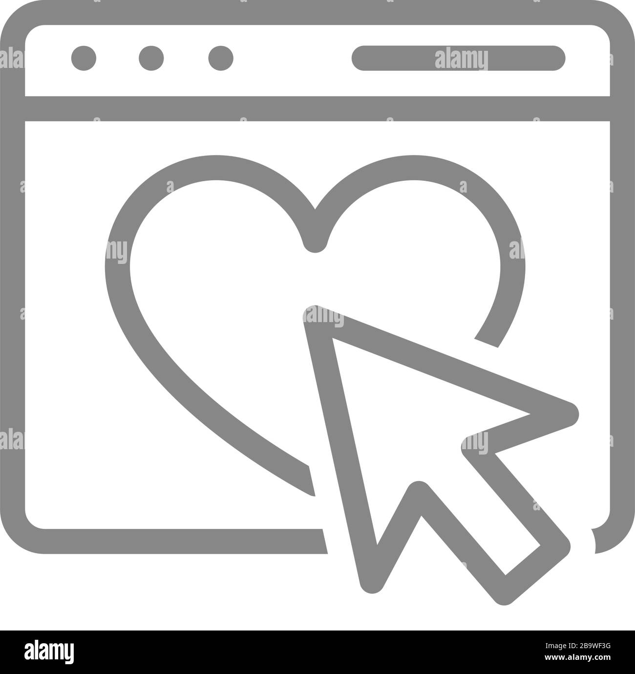 Webpage with heart and arrow cursor line icon. Customer satisfaction ...