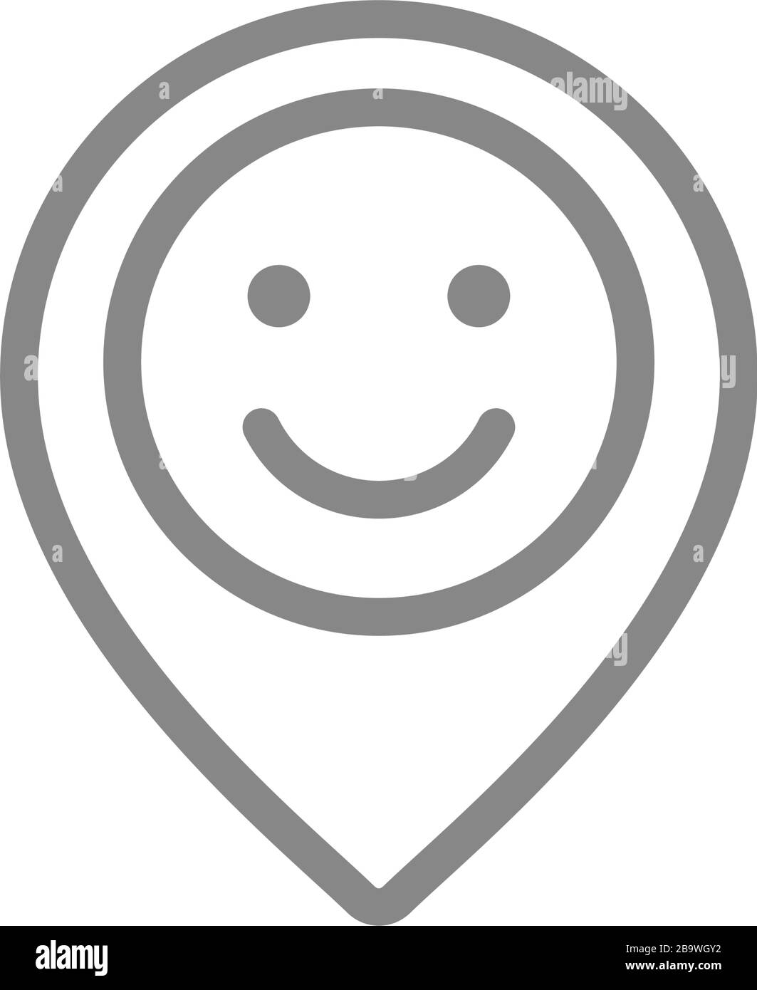 Location mark with happy face line icon. Customer satisfaction ...
