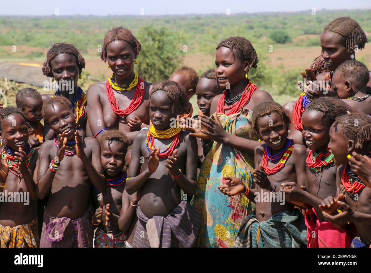 Africa, Ethiopia, Omo Valley, Daasanach tribe a group of women ...