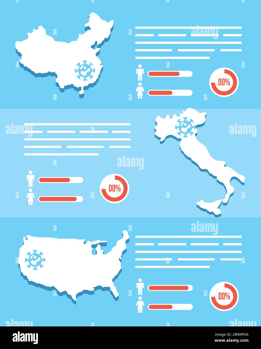 covid19 pandemic statistics with countries maps Stock Vector Image ...