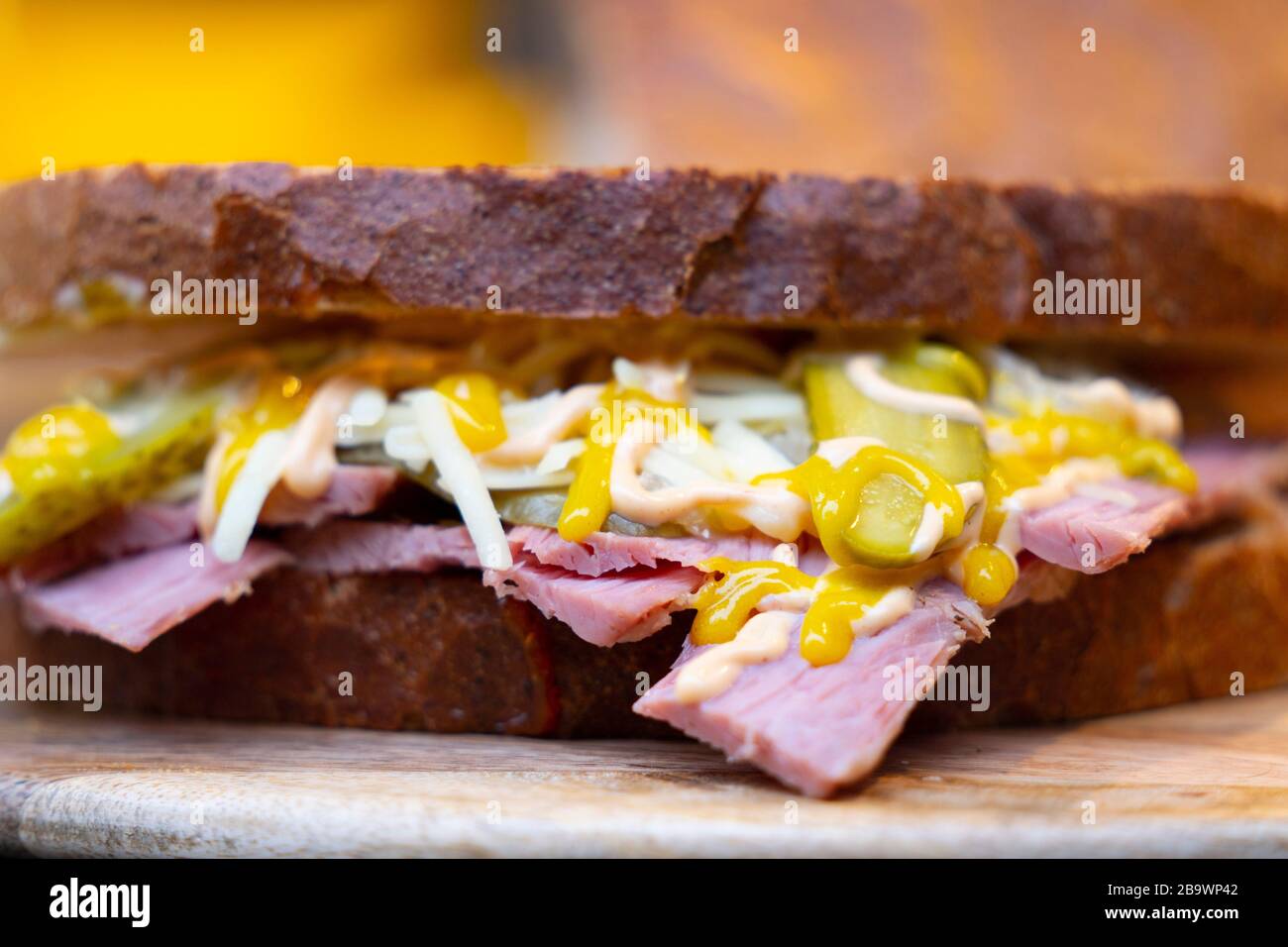Reuben sandwich at hipster food stall Stock Photo - Alamy