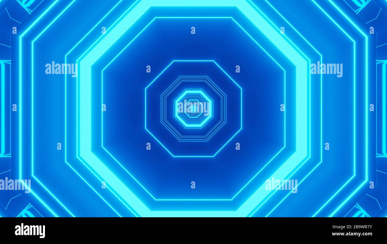 Illustration of several octagonal blue shapes inside each other Stock ...