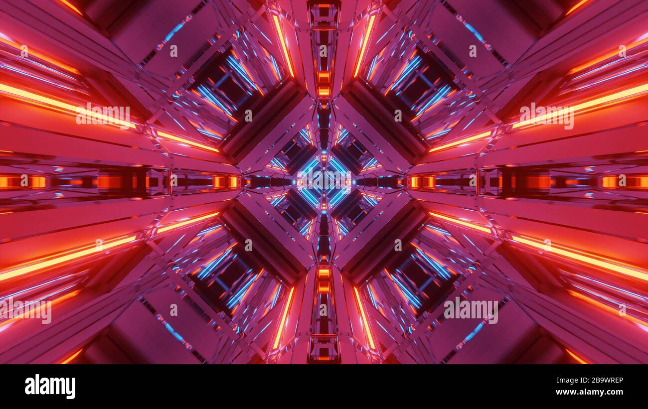 Illustration of several red, yellow and blue lights in motion flowing ...