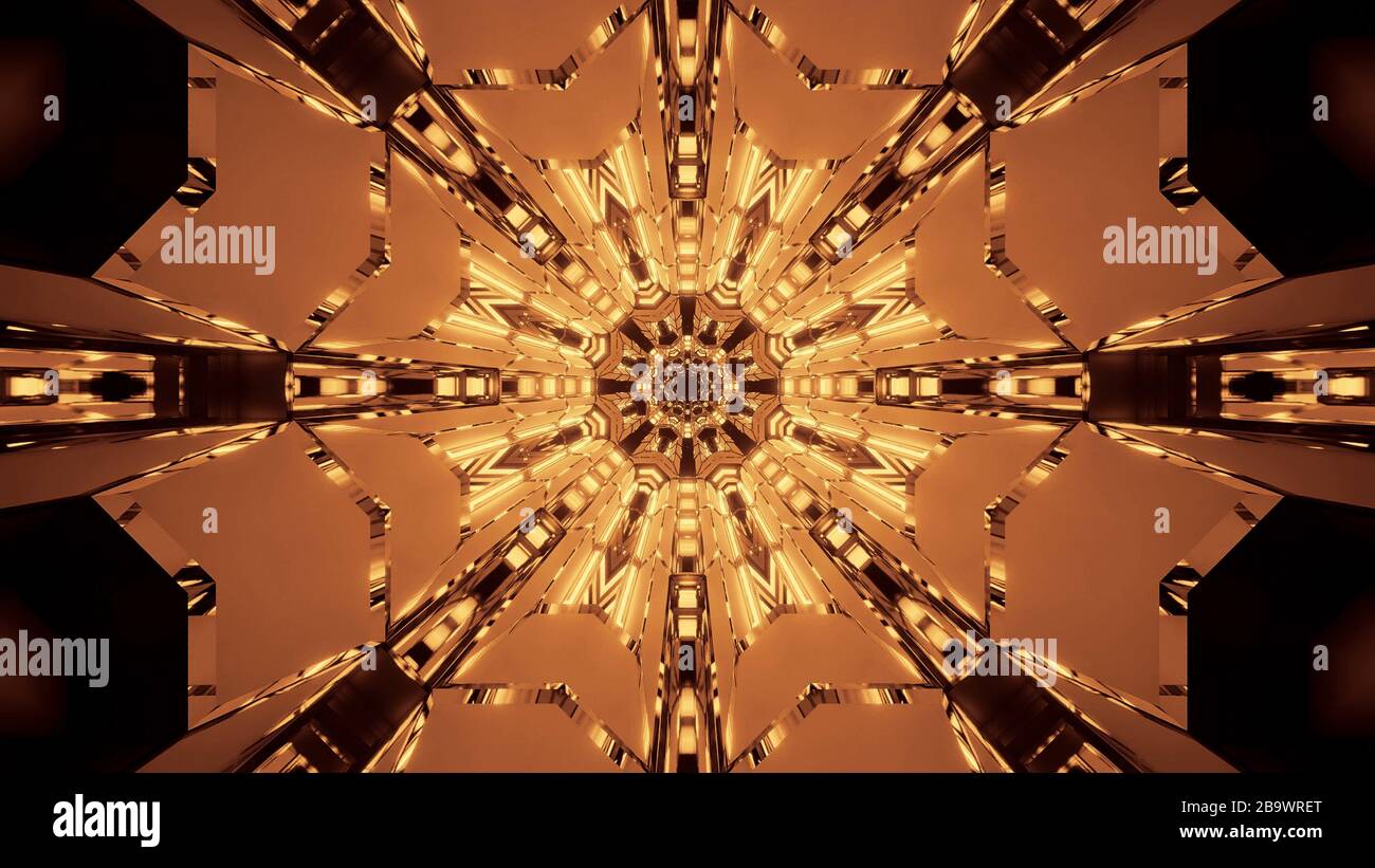 Illustration of several golden and brown lights in motion flowing into ...