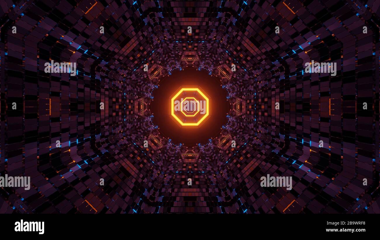 Illustration of an octagonal shape surrounded by lights Stock Photo - Alamy