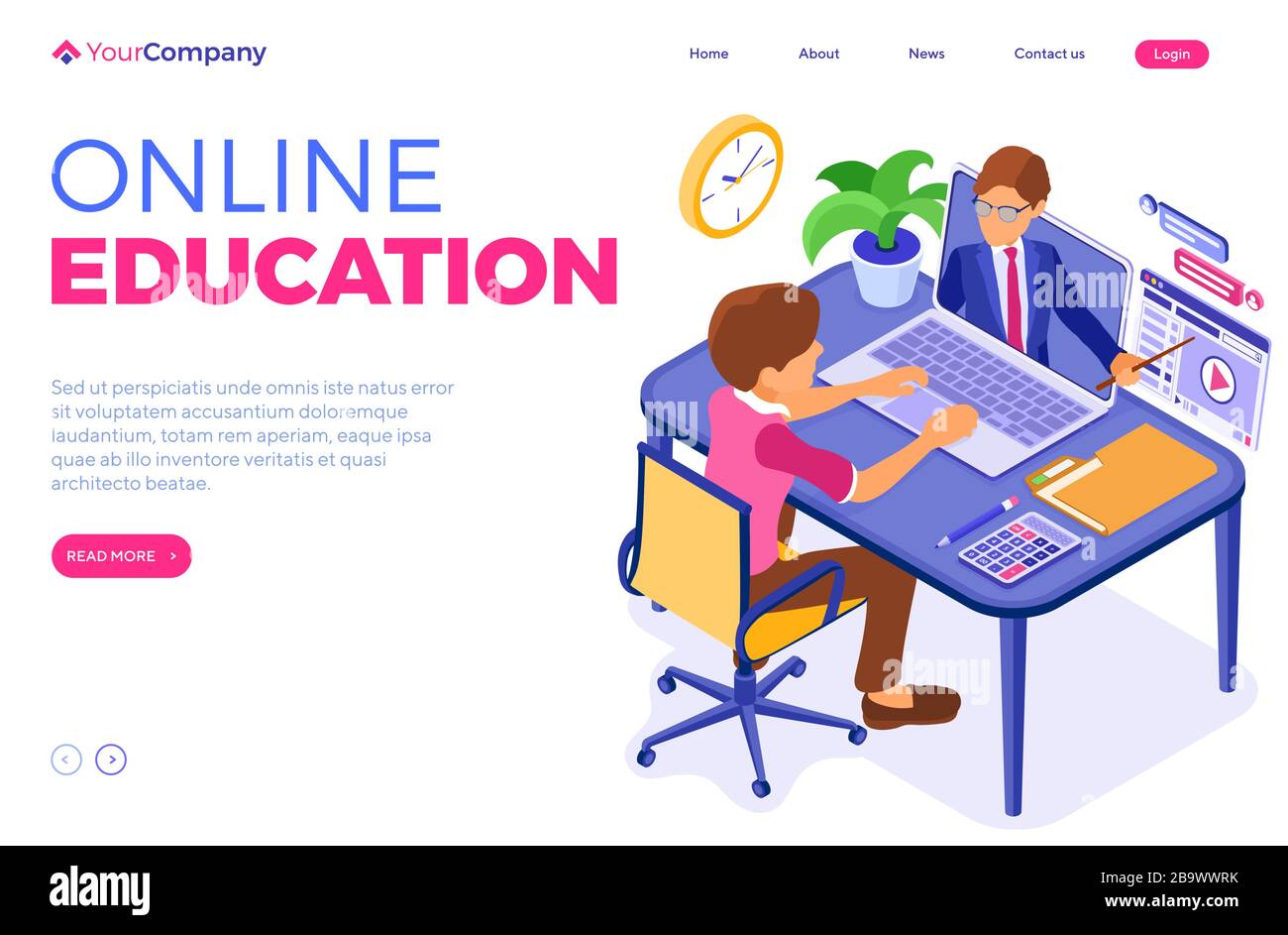 Online education isometric landing page distance learning hi-res stock ...