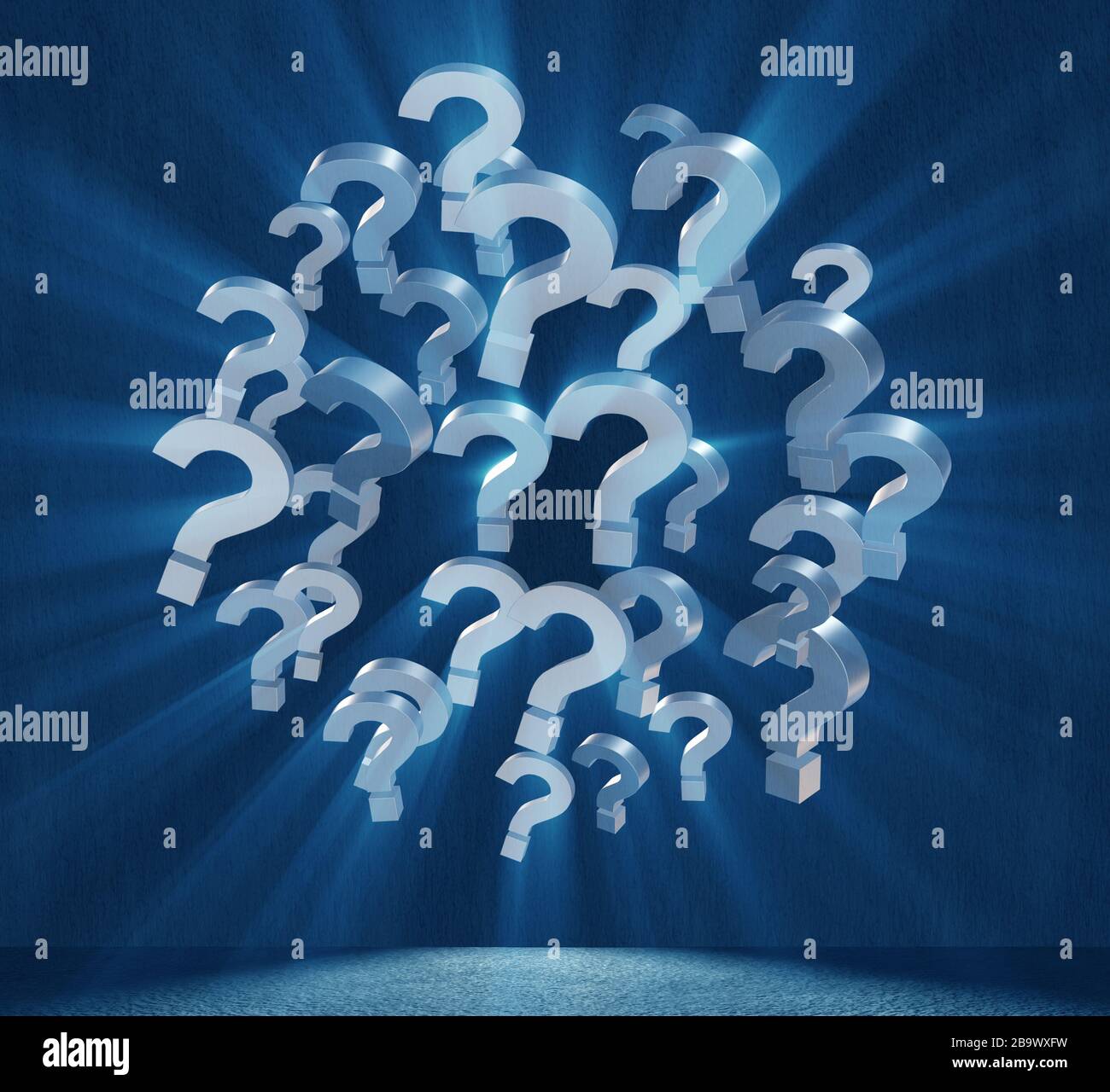 The question marks in uncertainty concept - 3d rendering Stock Photo ...