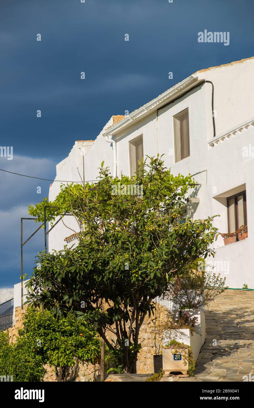 Mediterranean village houses under sunny weather Stock Photo - Alamy