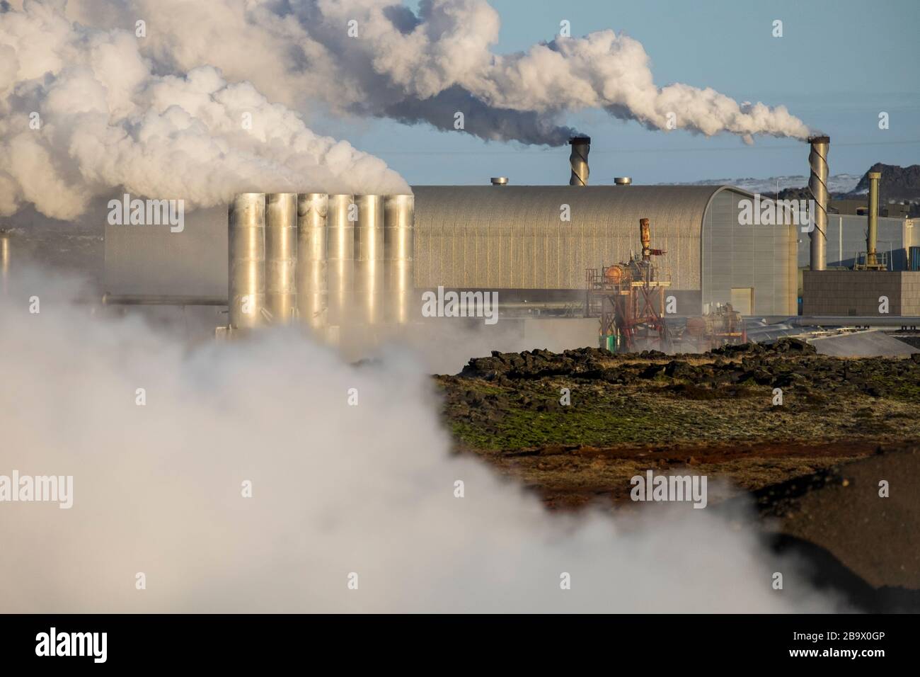Gunnuhver hot spring close to geothermal icelandic Power plant of ...