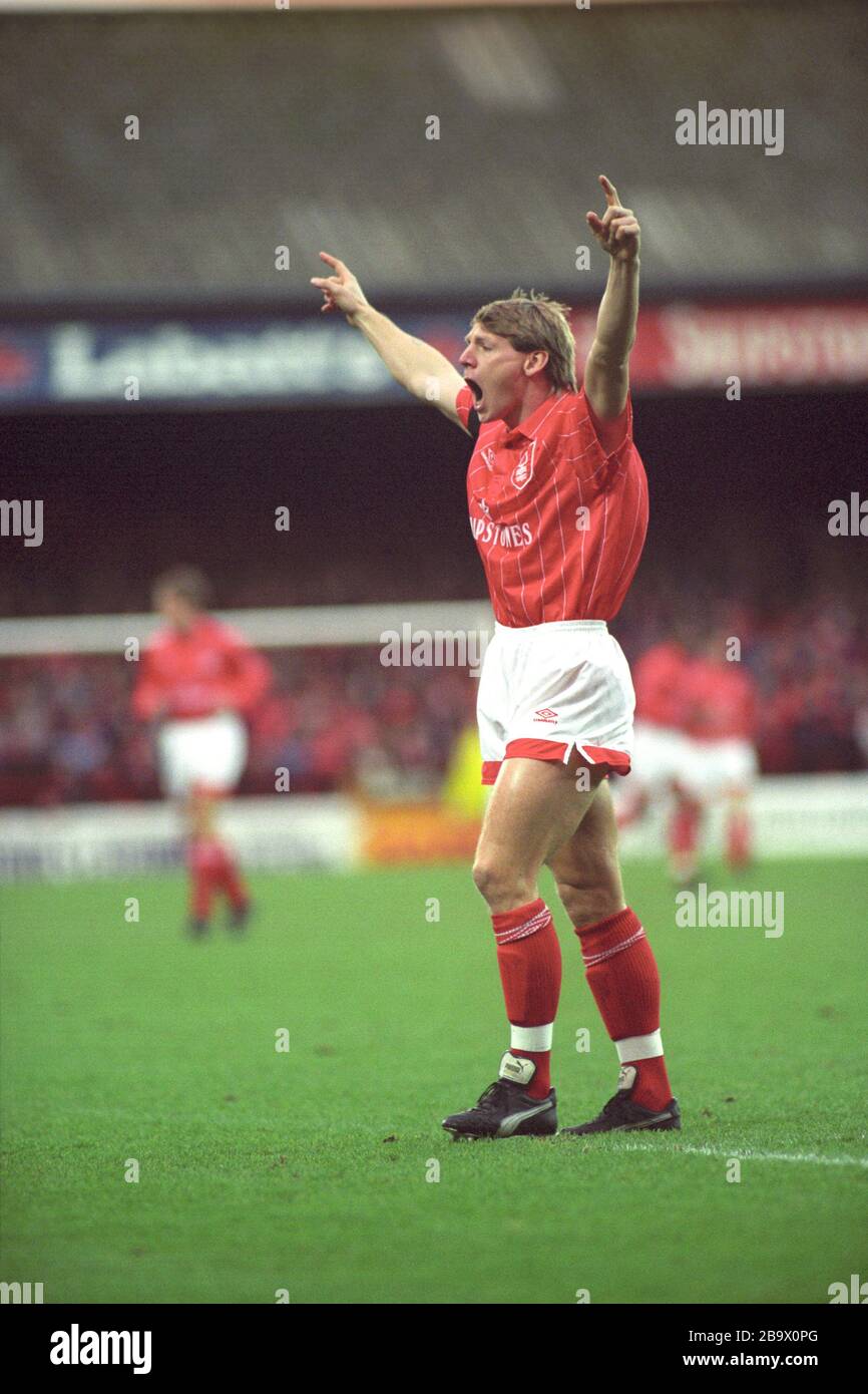 Stuart pearce celebrates a goal for nottingham forest hi-res stock ...