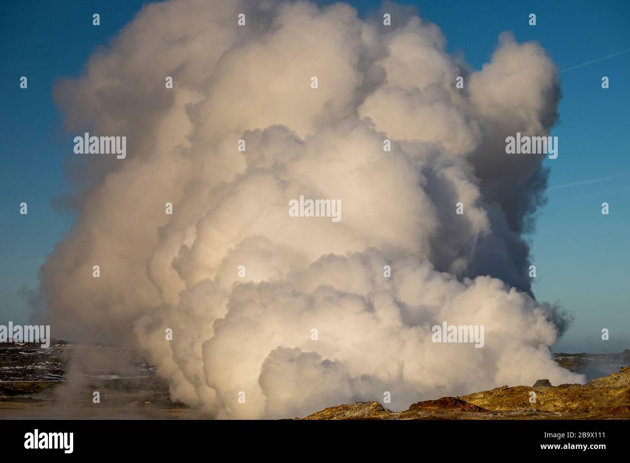 Gunnuhver hot spring close to geothermal icelandic Power plant of ...